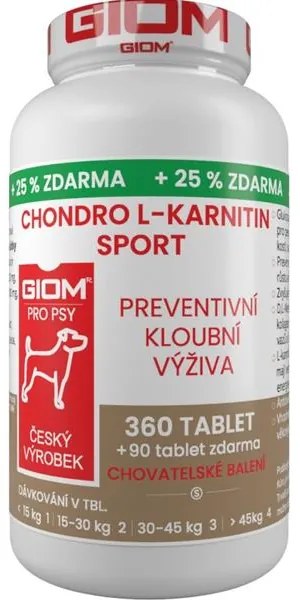 Giom S Chondro L-karnitin SPORT pes 360 tbl + 25 % zdarma