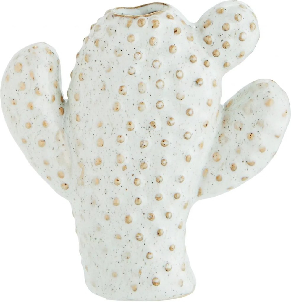MADAM STOLTZ Keramická vázička Cactus Off White, béžová barva, keramika