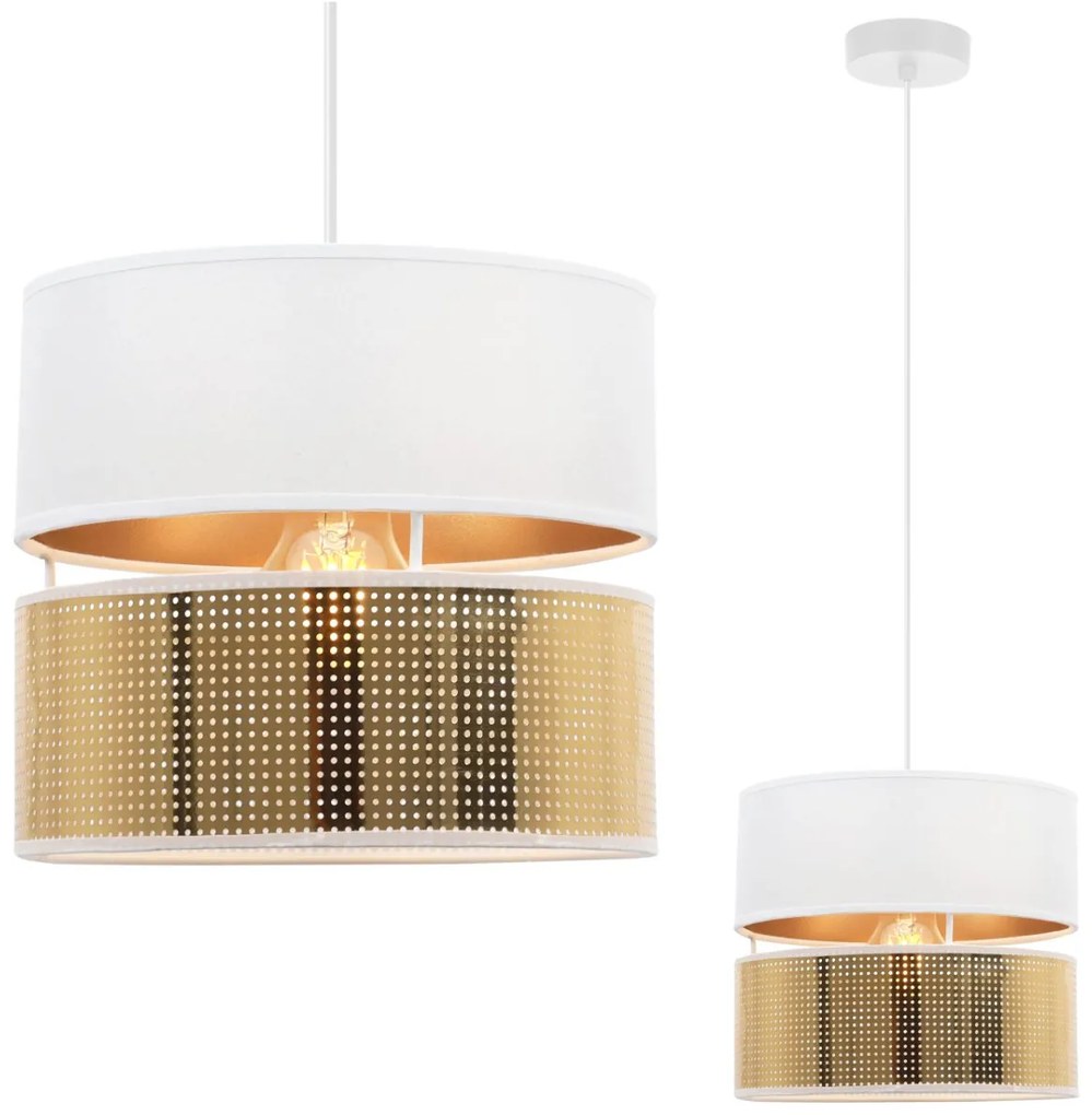 Závěsné svítidlo Asti2, 1x PVC/bílé textilní stínítko, (fi 20cm), g, w