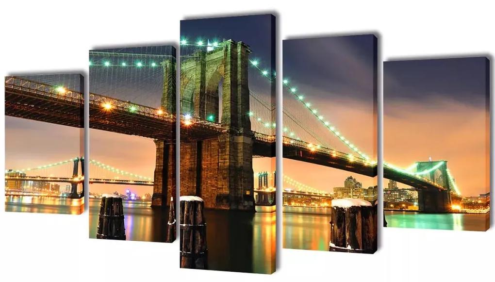 241552 vidaXL Sada obrazů, tisk na plátně, Brooklynský most,100 x 50 cm
