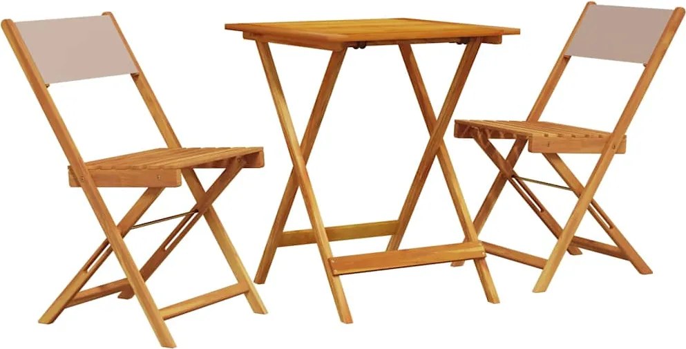 3dílný bistro set taupe textil a masivní dřevo 3281762