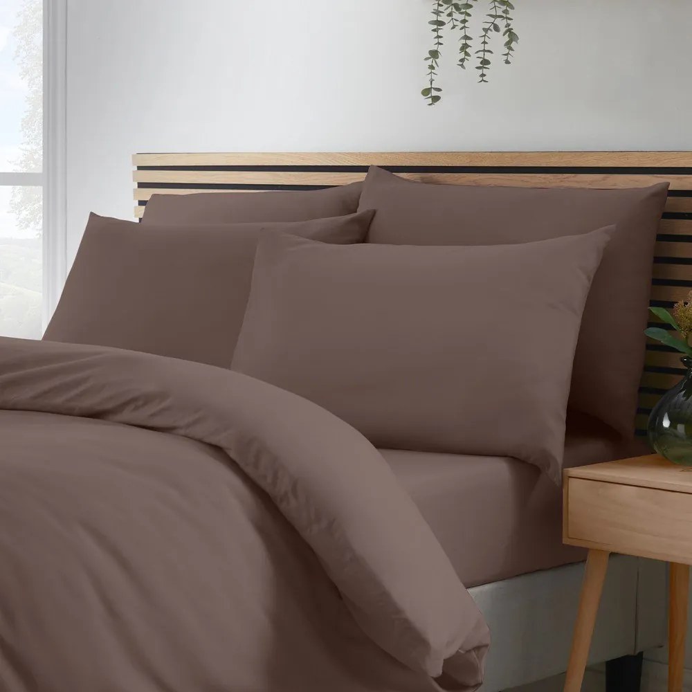 Tmavě hnědé povlečení na dvoulůžko 200x200 cm So Soft Non Iron – Catherine Lansfield