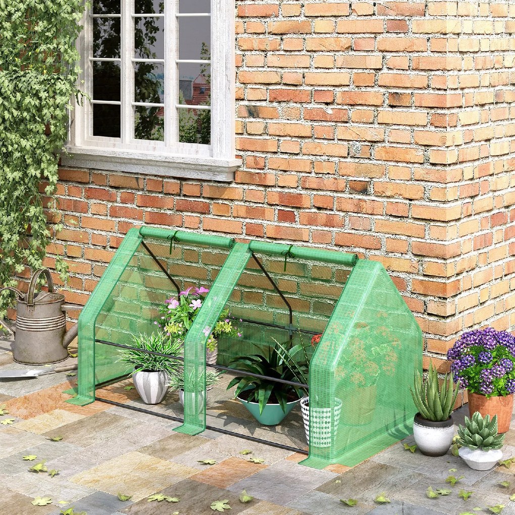 Outsunny skleník 180x90x90cm pro rajčata a rostliny, robustní chladicí rám odolný proti povětrnostním vlivům v zelené barvě