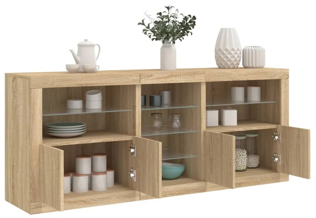 Příborník s LED osvětlením dub sonoma 162 x 37 x 67 cm 3209032