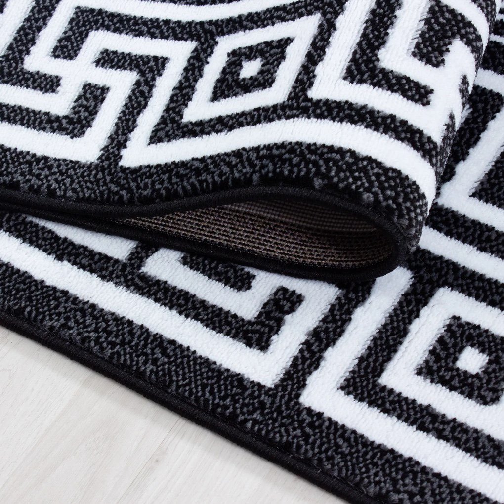 Ayyildiz, Kusový koberec Parma 9340 black, 80x300, černobílá, chodba / předsíň
