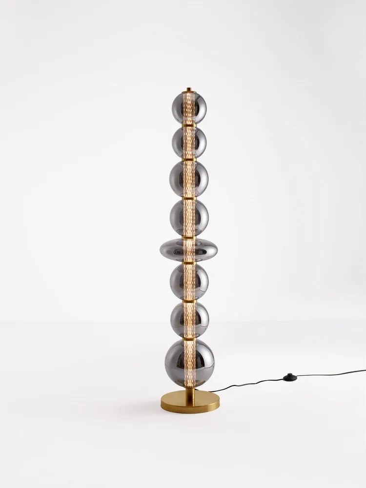 Šedá kovová LED stmívatelná stojací lampa se skleněným stínidlem (výška 140 cm) Navi – Nova Luce