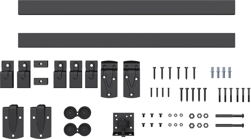 Sada kování pro posuvné dveře 244 cm černá pro jednokřídlé dveře s velkou nosností