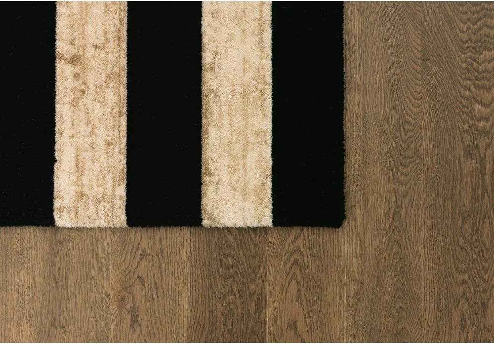 Černo-béžový vlněný koberec 133x190 cm Agnus Art Deco II – Agnella