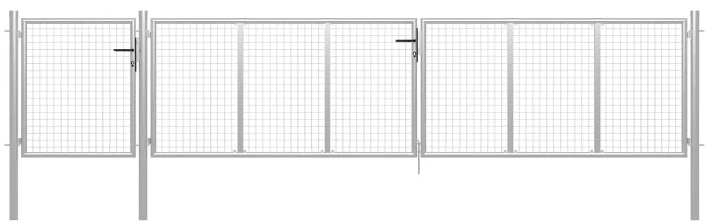 vidaXL Marketos Zahradní brána ocelová 500 x 100 cm stříbrná