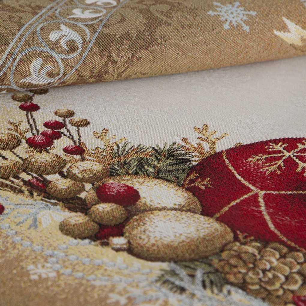 VÁNOČNÍ GOBELÍNOVÝ BĚHOUN NA STŮL MERRY2 45X140 CM VZOROVANÁ