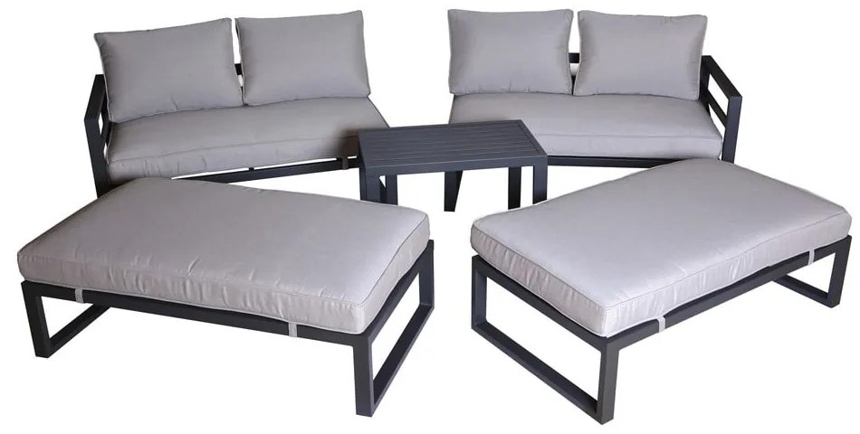 Černo-béžový kovový zahradní lounge set pro 8 Portland – Rojaplast