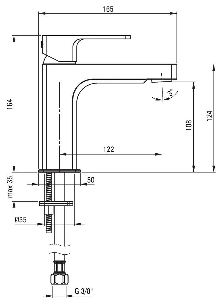 Deante Maruna, umyvadlová baterie + kovová zátka Click-Clack s přepadem, chromová, BGM_021M