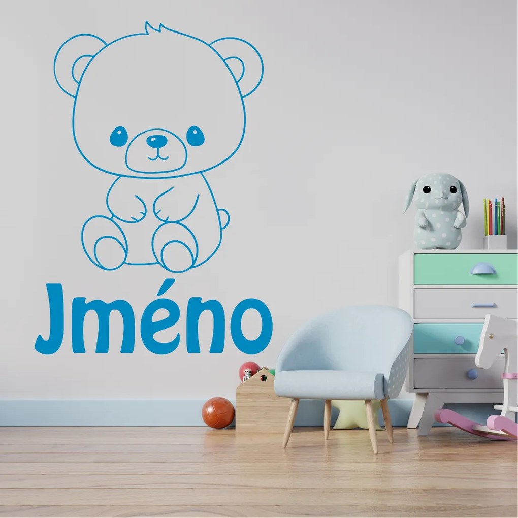 Živá Zeď Samolepka na zeď Medvídek se jménem Barva: černá