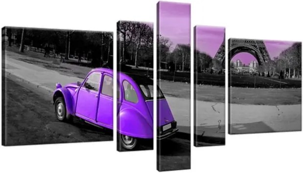 Tištěný obraz Fialový Citroën 2cv v Paříži 90x30cm 1375A_3A