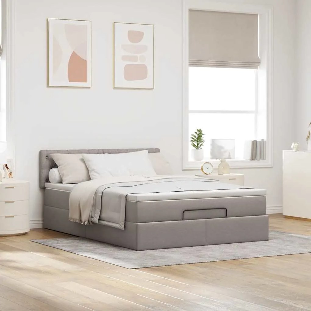 Osmanský postel s matrací taupe 140x200 cm textil 3311550