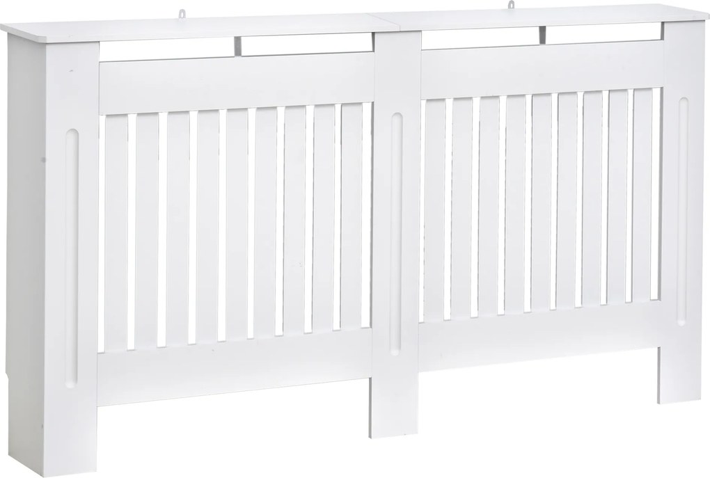 HOMCOM MDF Kryt Radiátoru se Šprušlemi, Kryt Radiátoru pro Domov a Kancelář, 152x19x81 cm, Bílý