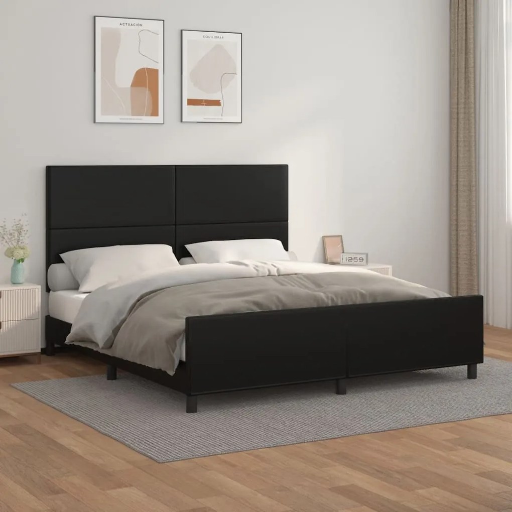 Rám postele s čelem černý 180x200 cm umělá kůže 3125463