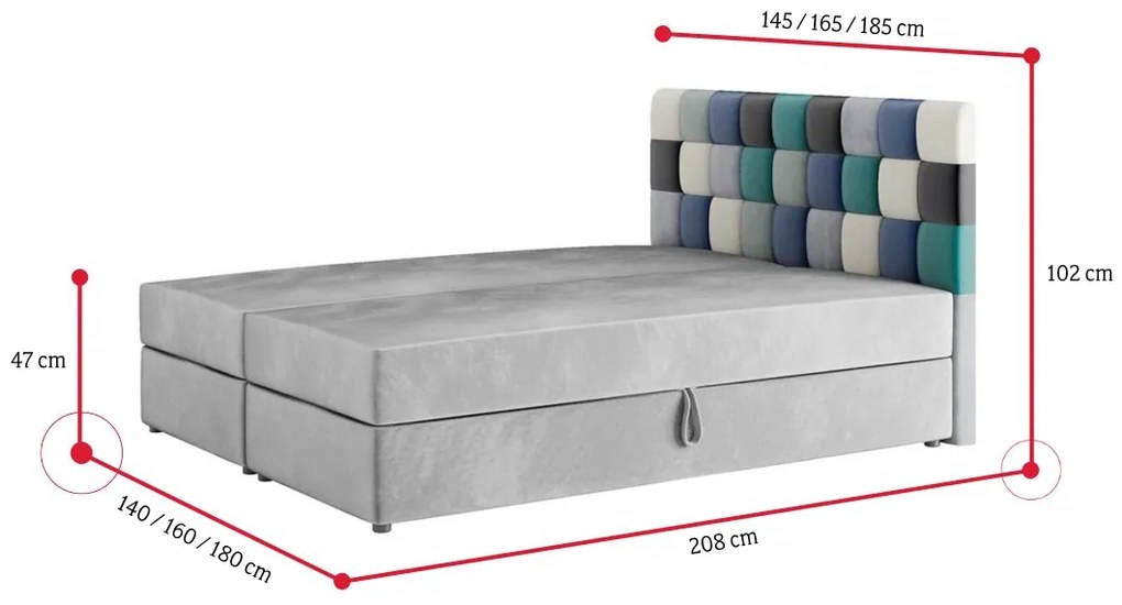 Expedo Čalouněná postel boxspring APPLE, 140x200, itaka 14/modrá