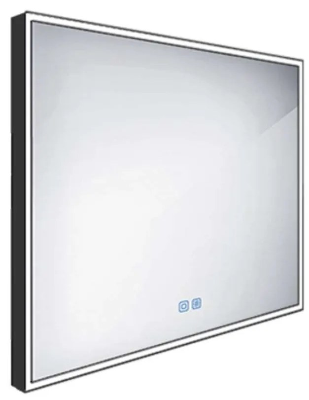 Nimco - Zrcadlo s LED osvětlením, 100x70 cm, dotykový senzor, matná černá ZPC 13004VX-90