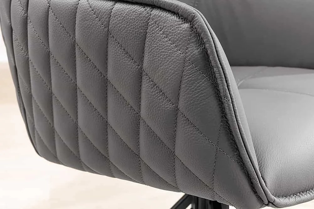 Designová otočná židle Natasha šedá kůže