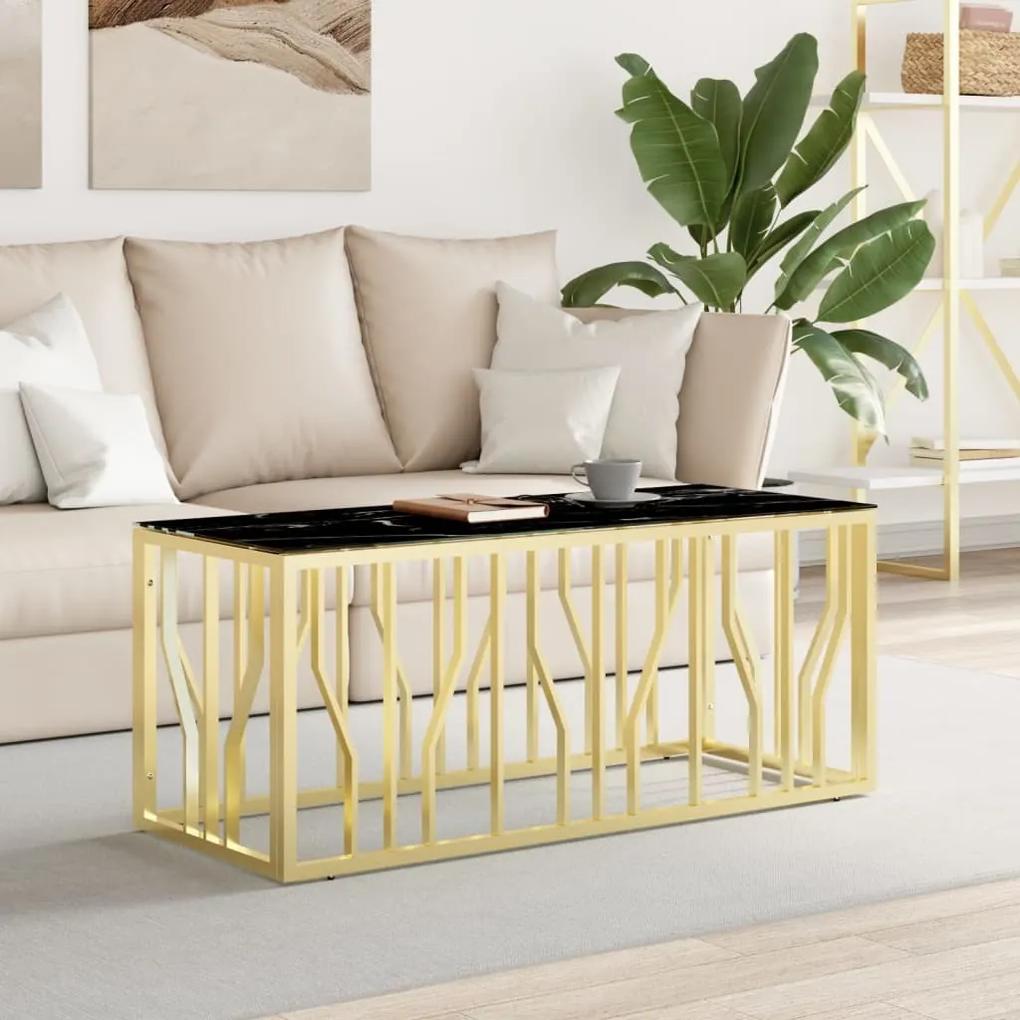 vidaXL Konferenční stolek stříbrný 110x45x45 cm nerezová ocel a sklo [350049] Barva: Zlatá a černá
