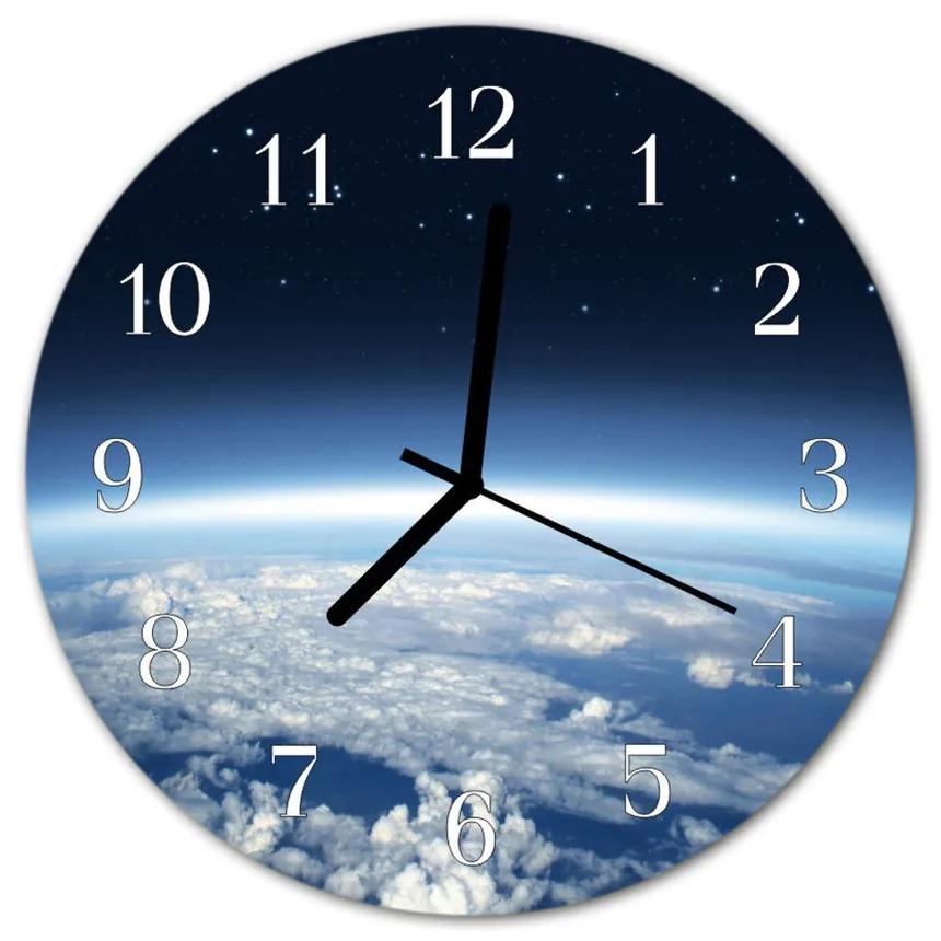 Skleněné hodiny kulaté Vesmír Země fi 30 cm