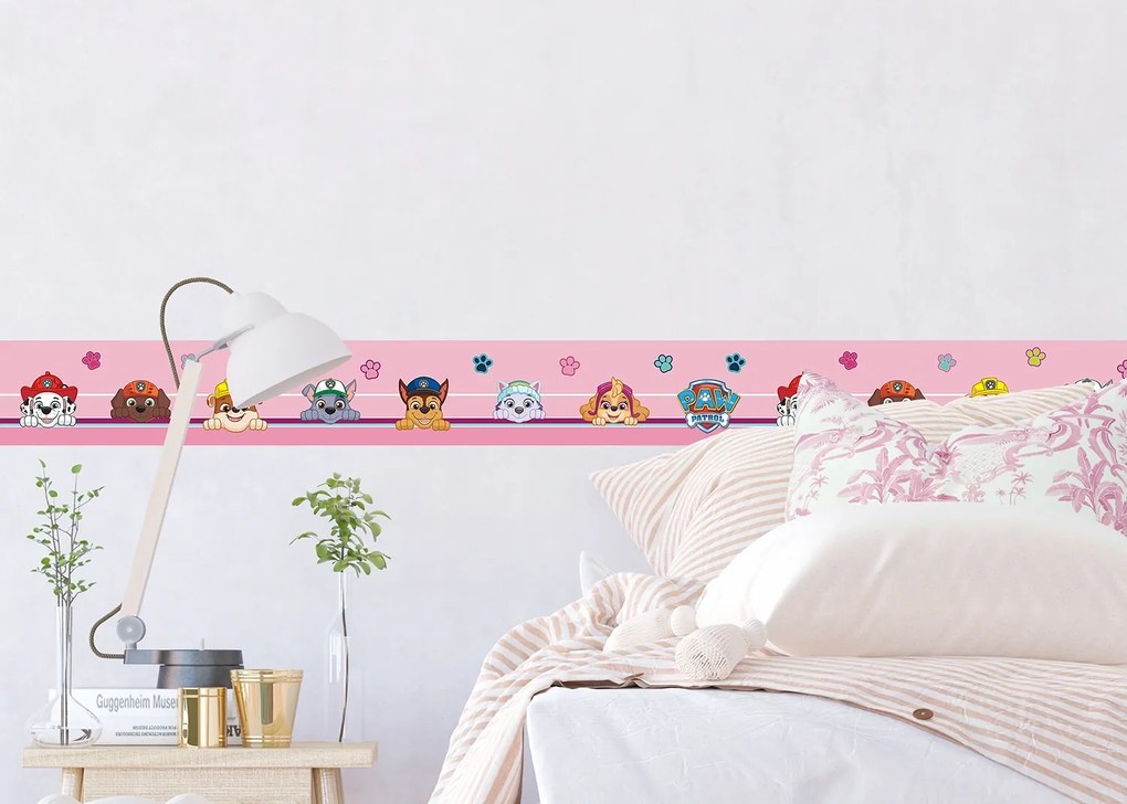 Dětská samolepící bordura na zeď Tlapková Patrola Buď Šťastný | 5 m x 13.8 cm | DWBD8005