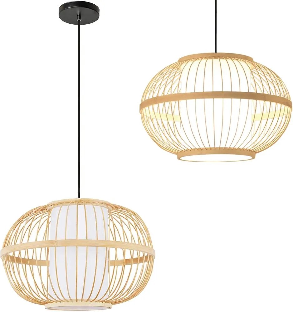 Toolight Natural, závěsné stropní svítidlo 50cm 1xE27 APP1632-1CP, přírodní hnědá-bílá, OSW-05144