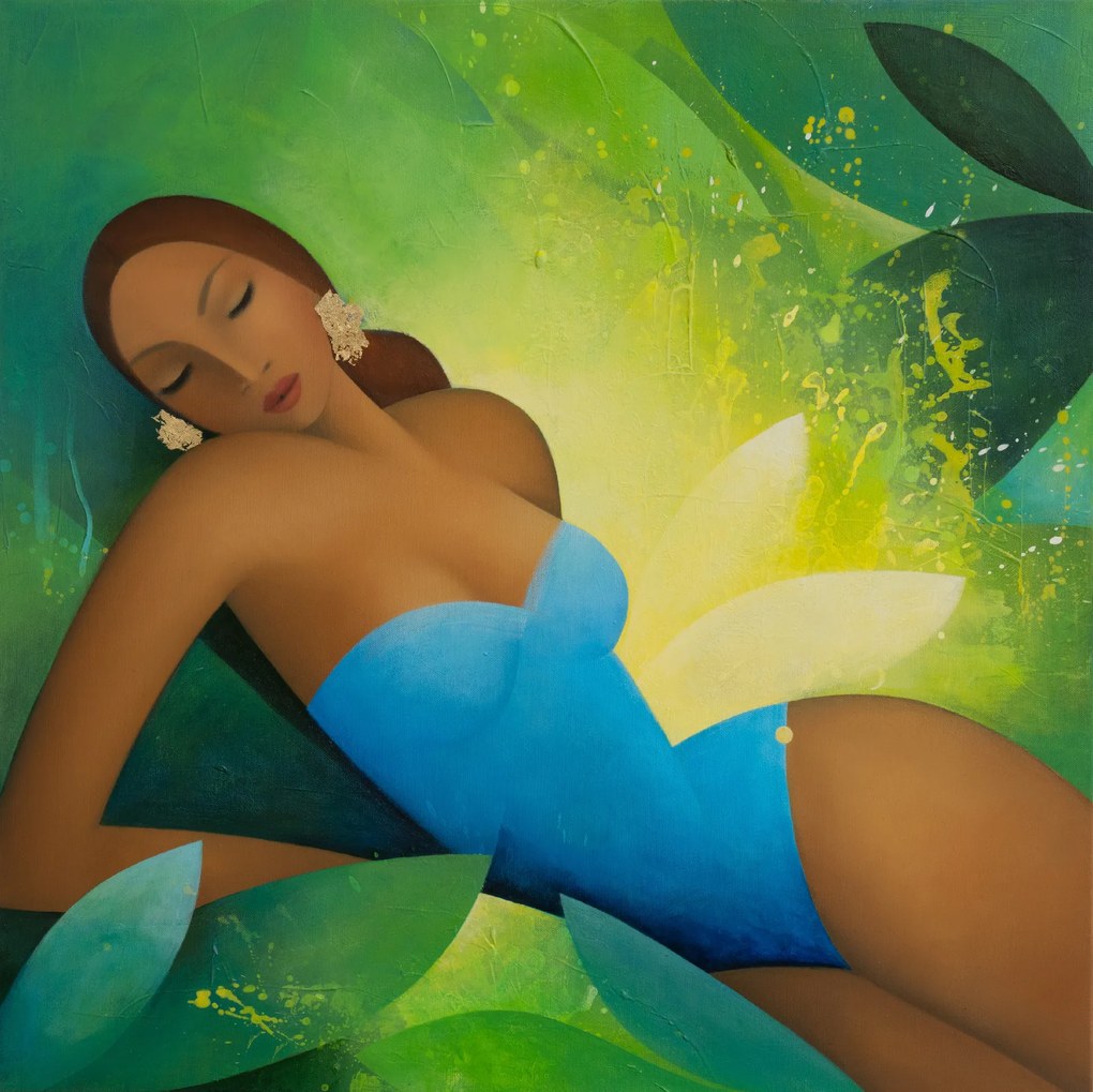 Veronika Švédová | Probouzení Rám: Dubový, Velikost: 60 x 60 cm