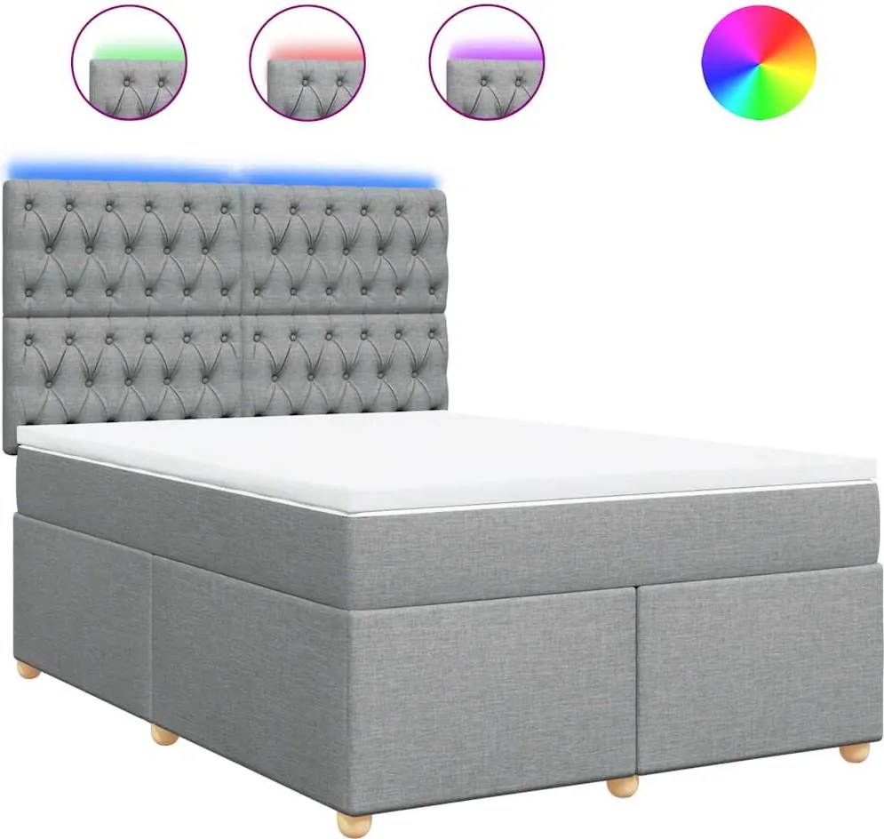 Box spring postel s matrací světle šedá 140 x 190 cm textil 3293582