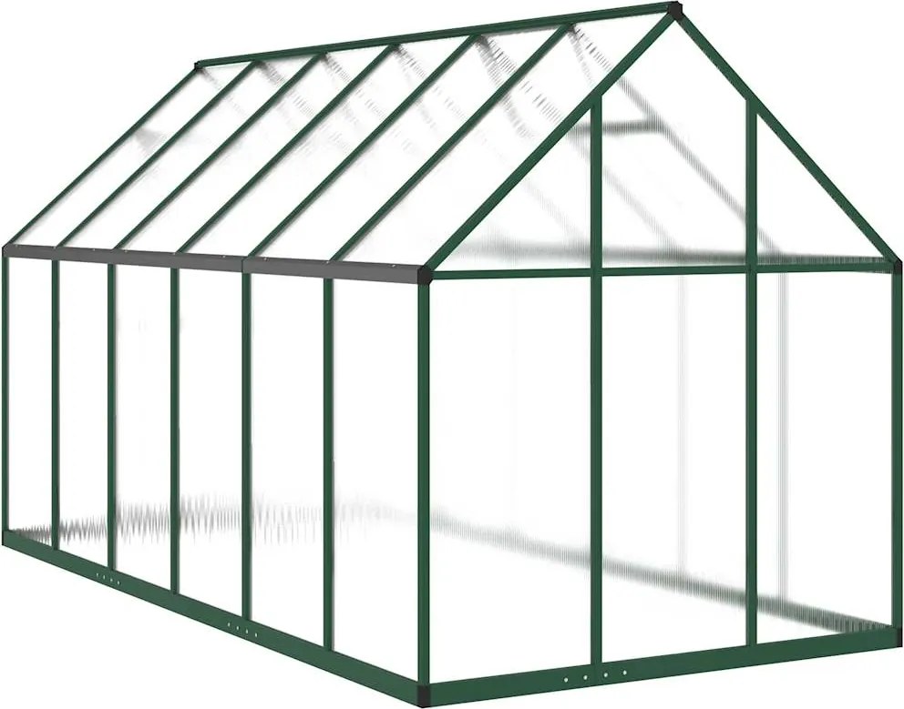 Skleník s podkladovým rámem zelený 334 x 169 x 195 cm hliník 3266327