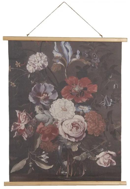 Nástěnný plakát s malbou zátiší vlčích máků, tulipánů, karafiátu a dalších květin – 80x2x100 cm