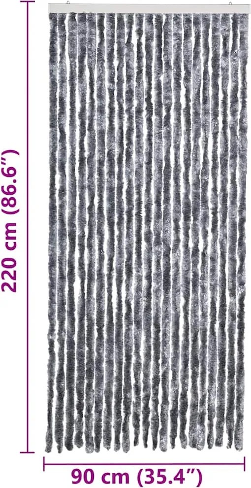 Závěs proti hmyzu stříbrný 90 x 220 cm Chenille 284286
