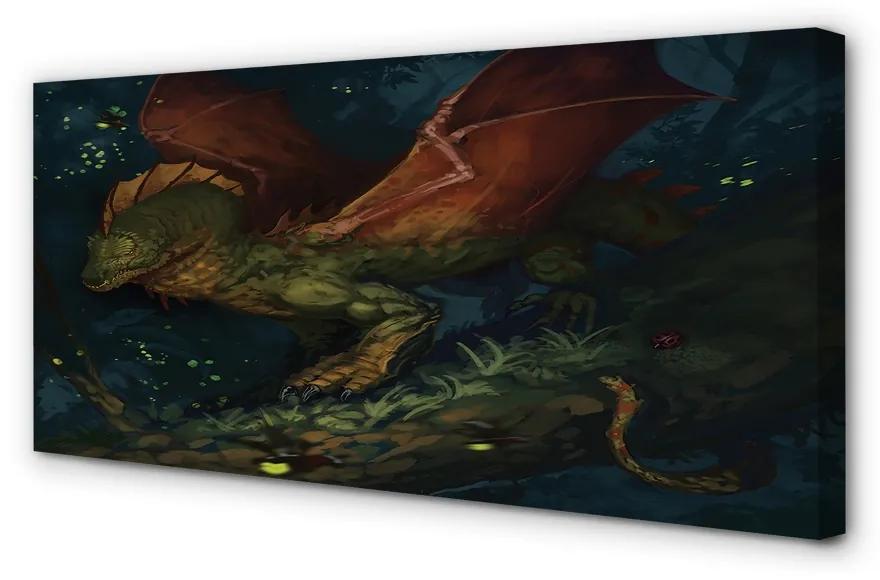 Obrazy na plátně Zelený drak v lese 100x50cm