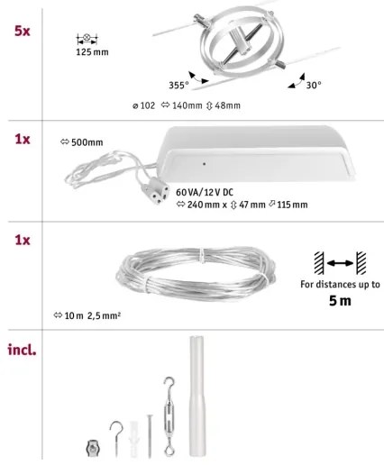 Paulmann 94490 - SADA 8xGU5,3/7,5W Bodové svítidlo CARDAN 230V matný chrom