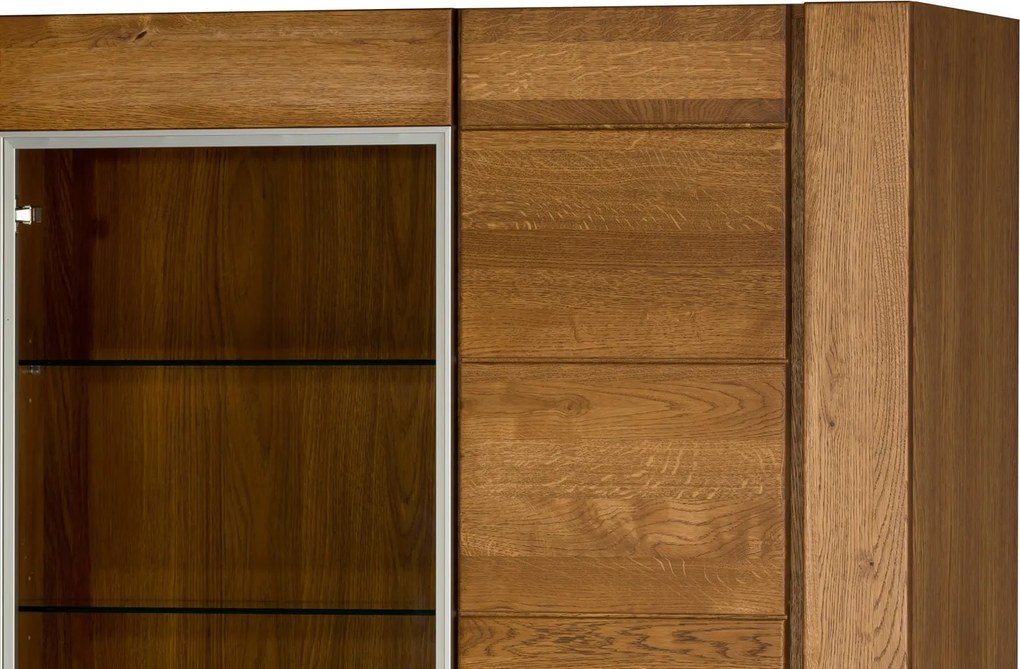 Vitrína Velvet II 12 110 cm z masivu s LED osvětlením dub Rustikal