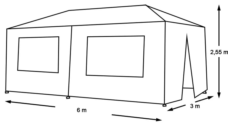 Párty stan v bílé barvě, 3 různé velikosti - 3x6m