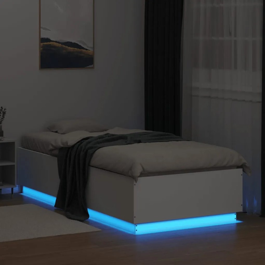 Rám postele s LED osvětlením bílý 100 x 200 cm kompozitní dřevo 3209625