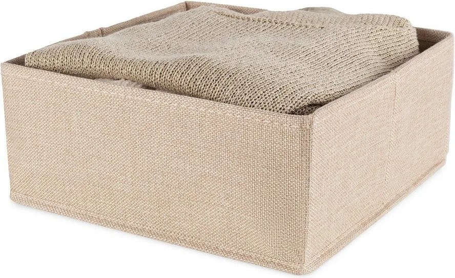 Béžový látkový úložný box 28x12x12 cm Sandy – Compactor