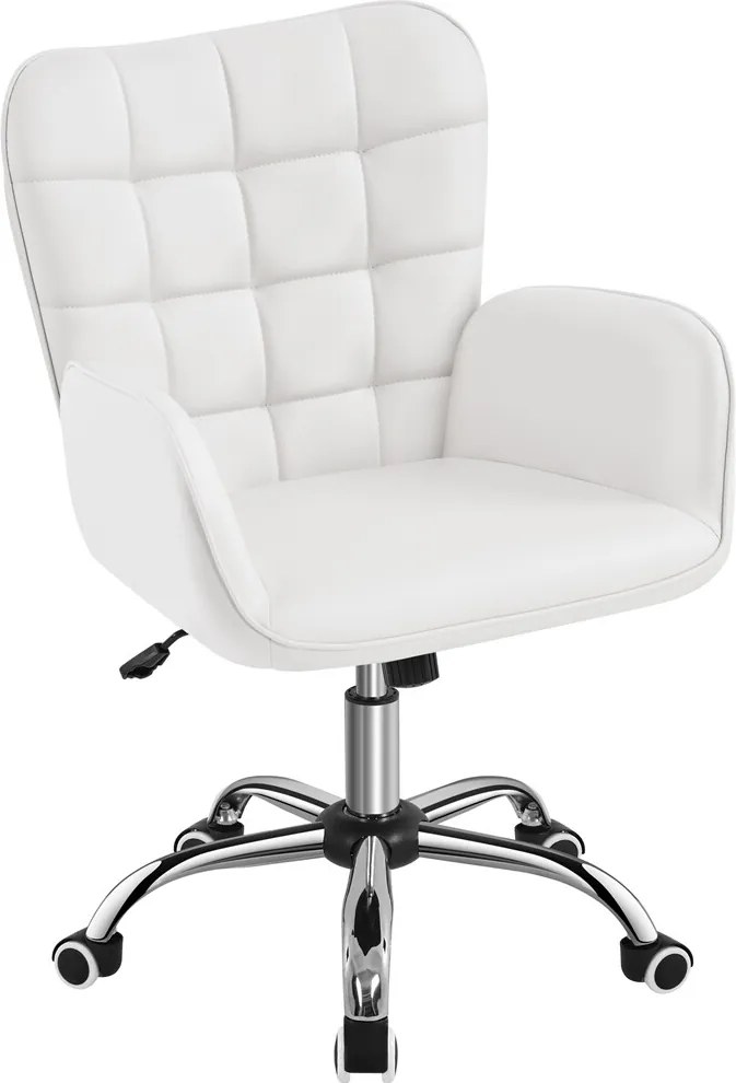 Kancelářská židle Yaheetech – bílá, 65,5 cm (délka) × 64,5 cm (šířka) × 83 cm – 93 cm (výška) (266457291649)