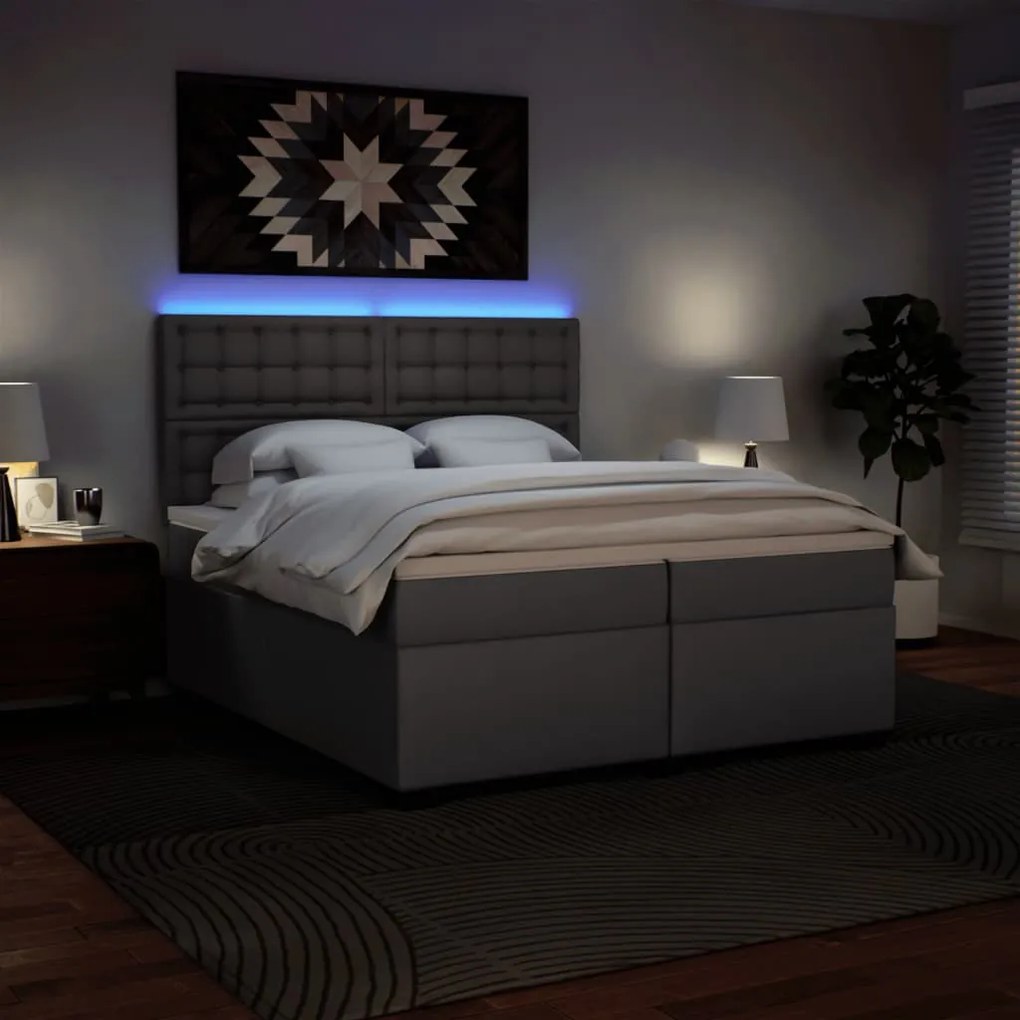 Box spring postel s matrací šedá 200x200 cm umělá kůže 3293038