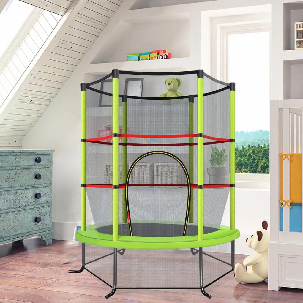 Costway Ø165 cm zahradní trampolína s ochrannou sítí trampolína do 135 KG pružná