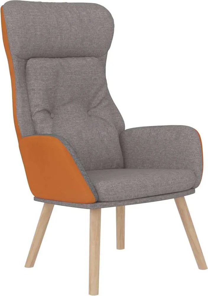 Relaxační křeslo s podnožkou světle šedá umělá kůže a textil 3097761