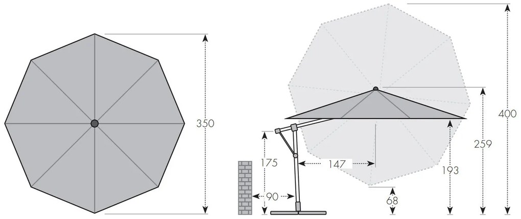 Slunečník DOPPLER Expert 350 cm výkyvný s boční tyčí akvarium T821