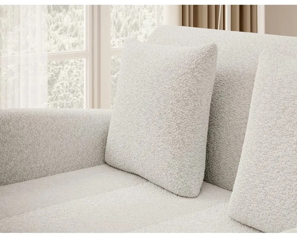 Bílá rozkládací/s úložným prostorem pohovka z textilie bouclé 130 cm Ario - II. jakost – ELTAP