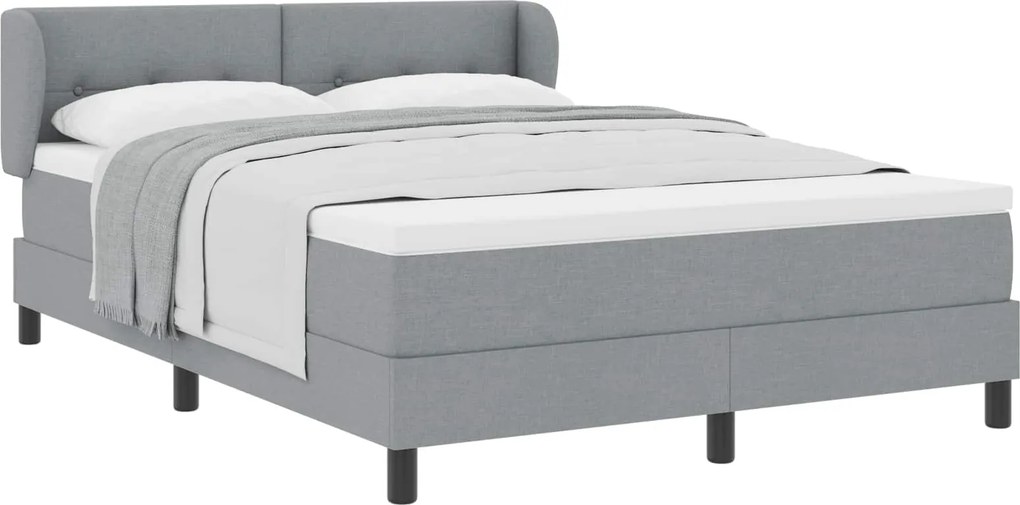 Postel s boxspringem s čelo Světle šedá 160 x 200 cm textil 3340031