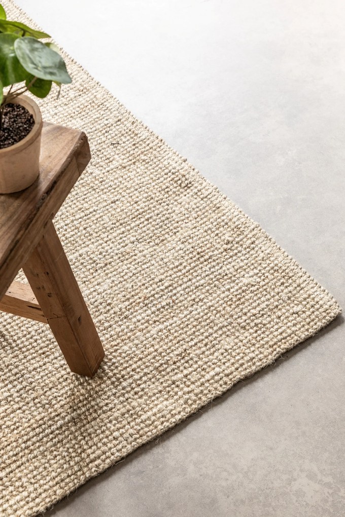 Hanse Home, Kusový koberec Bouclé Jute 105973 Ivory White, 80x150, béžová, chodba / předsíň