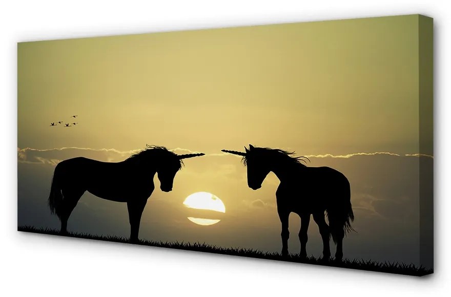 Obrazy na plátně Polní sunset jednorožci 120x60 cm