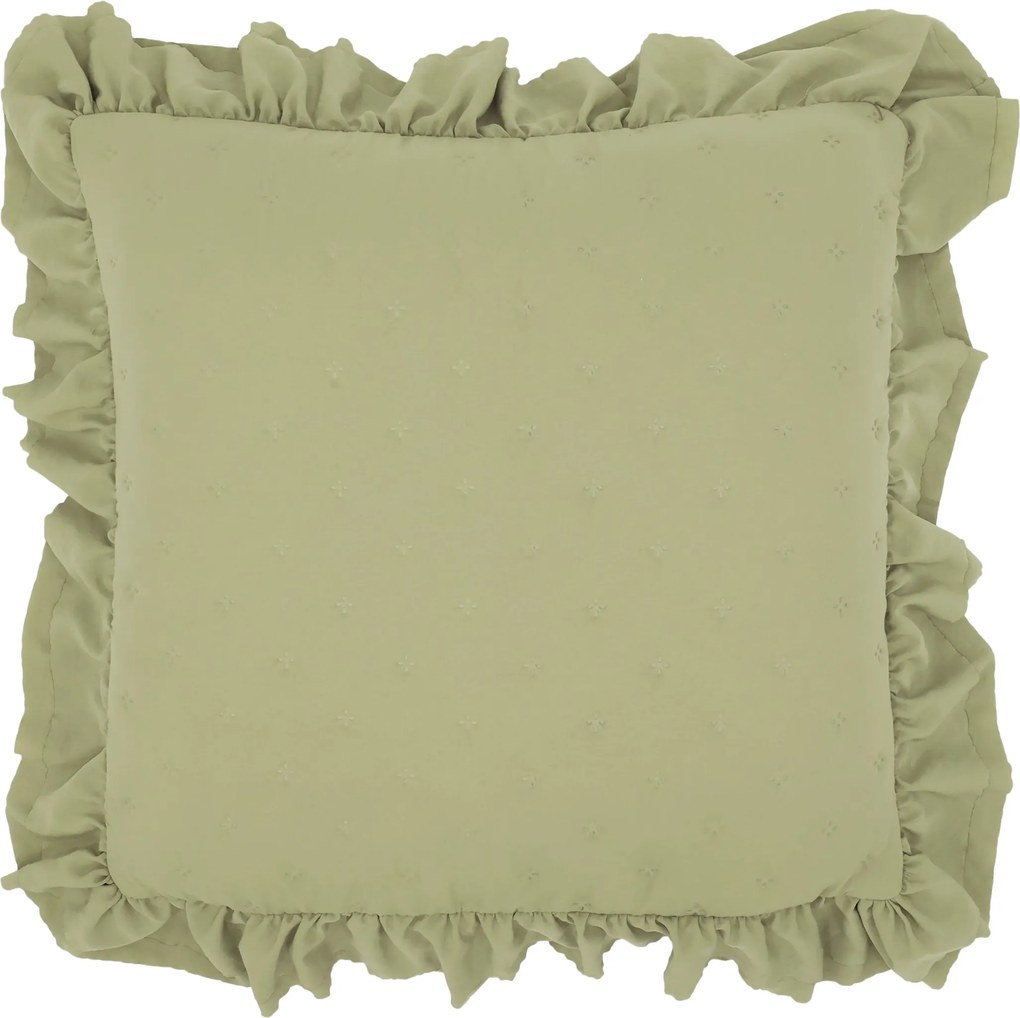 Zelený povlak na polštář s volánkovým okrajem Aix Soft – 50*50 cm