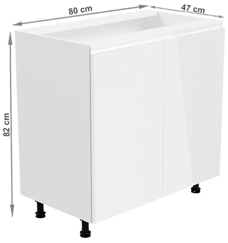 Spodní skříňka, bílá / bílá extra vysoký lesk, AURORA D80
